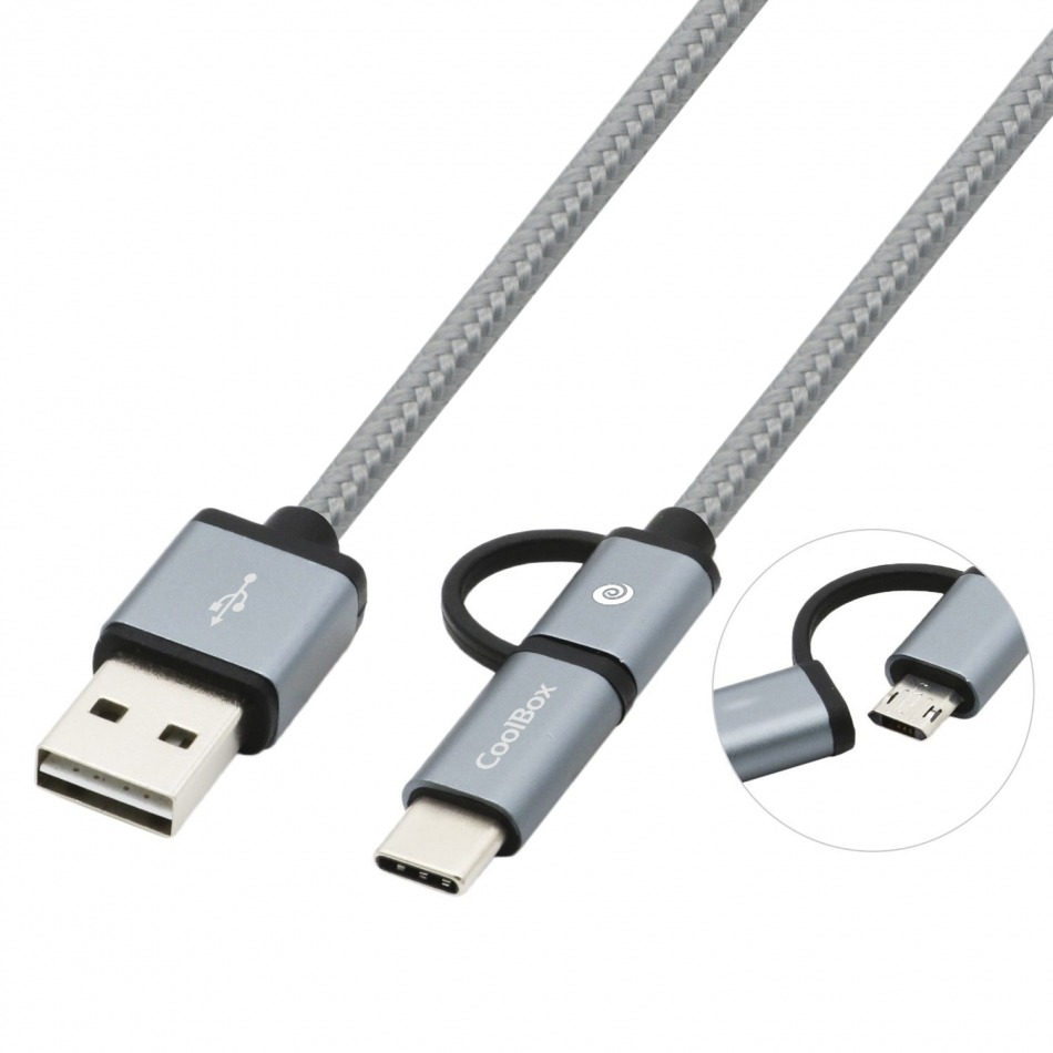 coolbox coo-cab-u2mc-gr cable usb 1 m usb a usb cmicro-usb b macho gris…