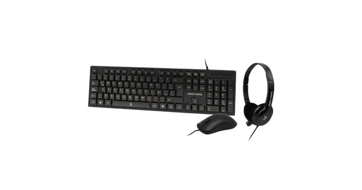 TECLADOMOUSE USB Y DIADEMA 3.5MM PERFECT CHOICE NEGRO de PERFECT…